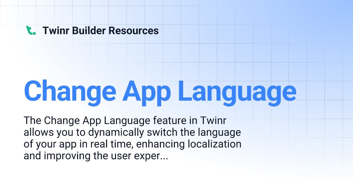 Change App Language | Twinr Builder Resources